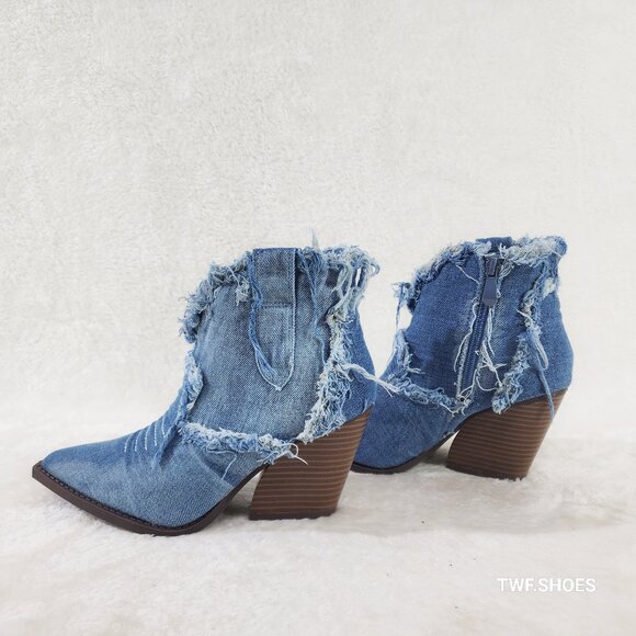 Mata Shoes | Shoes | Distressed Cowboy Deinm Frayed Western Cowgirl ...